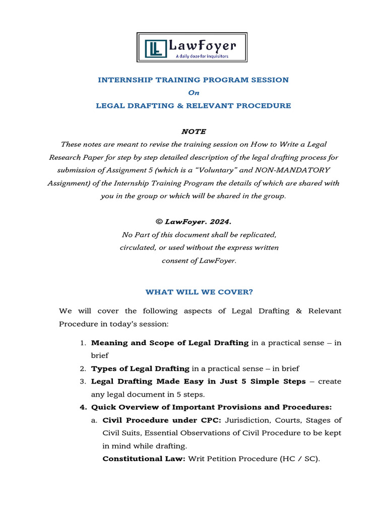 Legal Drafting Training Revision Notes | PDF | Lawsuit | Alternative ...