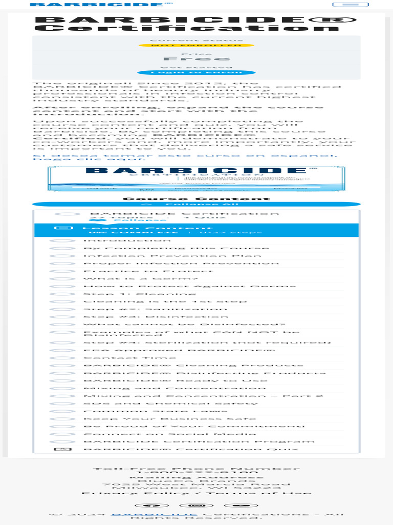BARBICIDE® Certification – BARBICIDE Certifications 2 | PDF