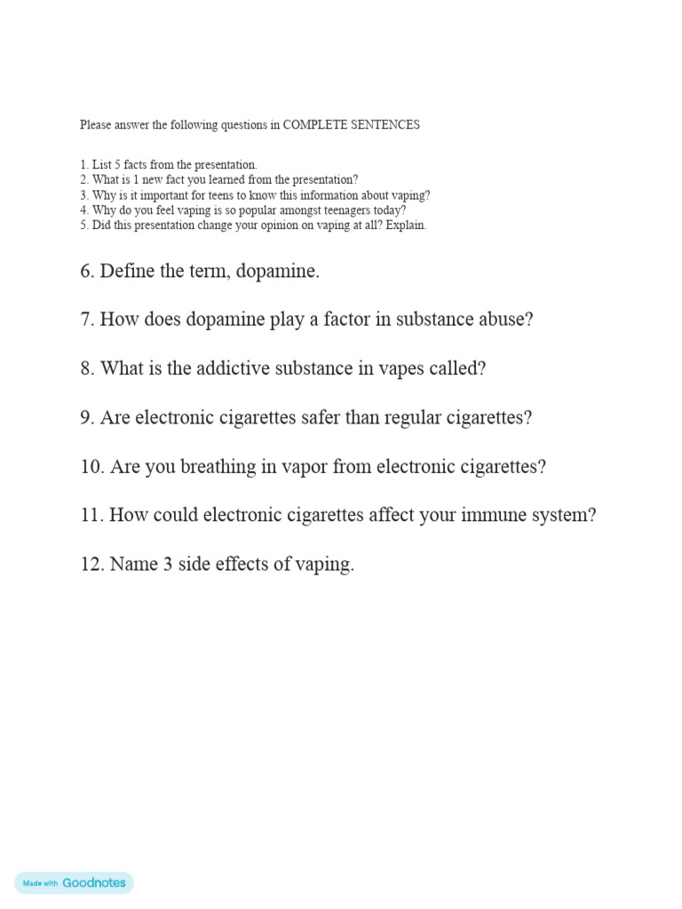 Vape Questions 2025 | PDF