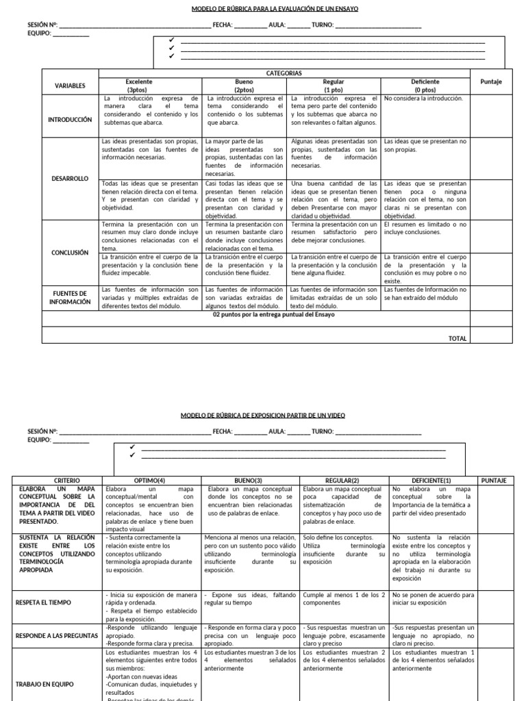 Catalogos de Rubricas II | PDF