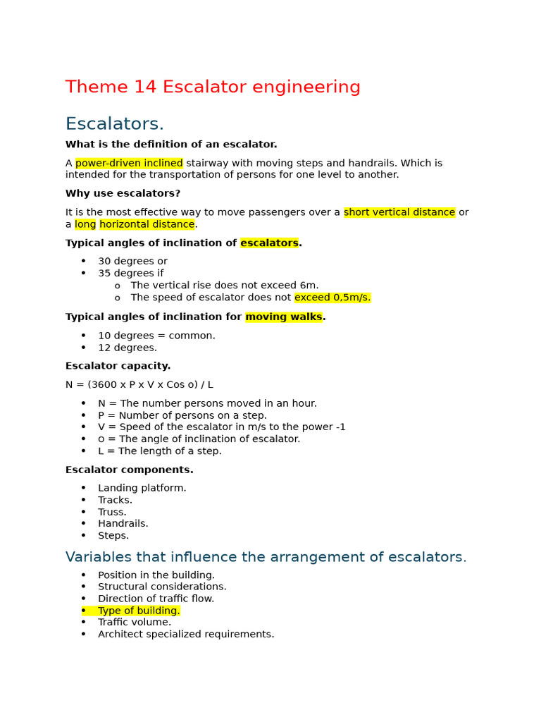 Escalator Engineering Essentials Guide | PDF | Escalator | Transport ...