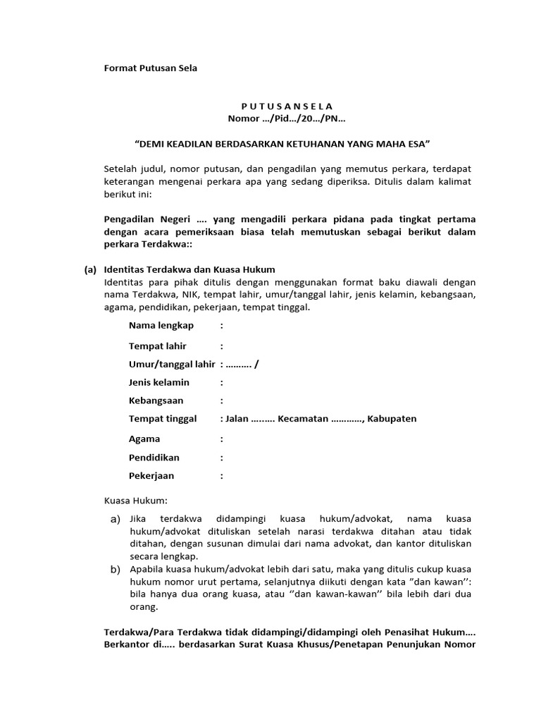 Format Putusan Sela | PDF