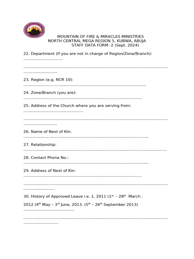 NCMR Data Form Two 2024 | PDF