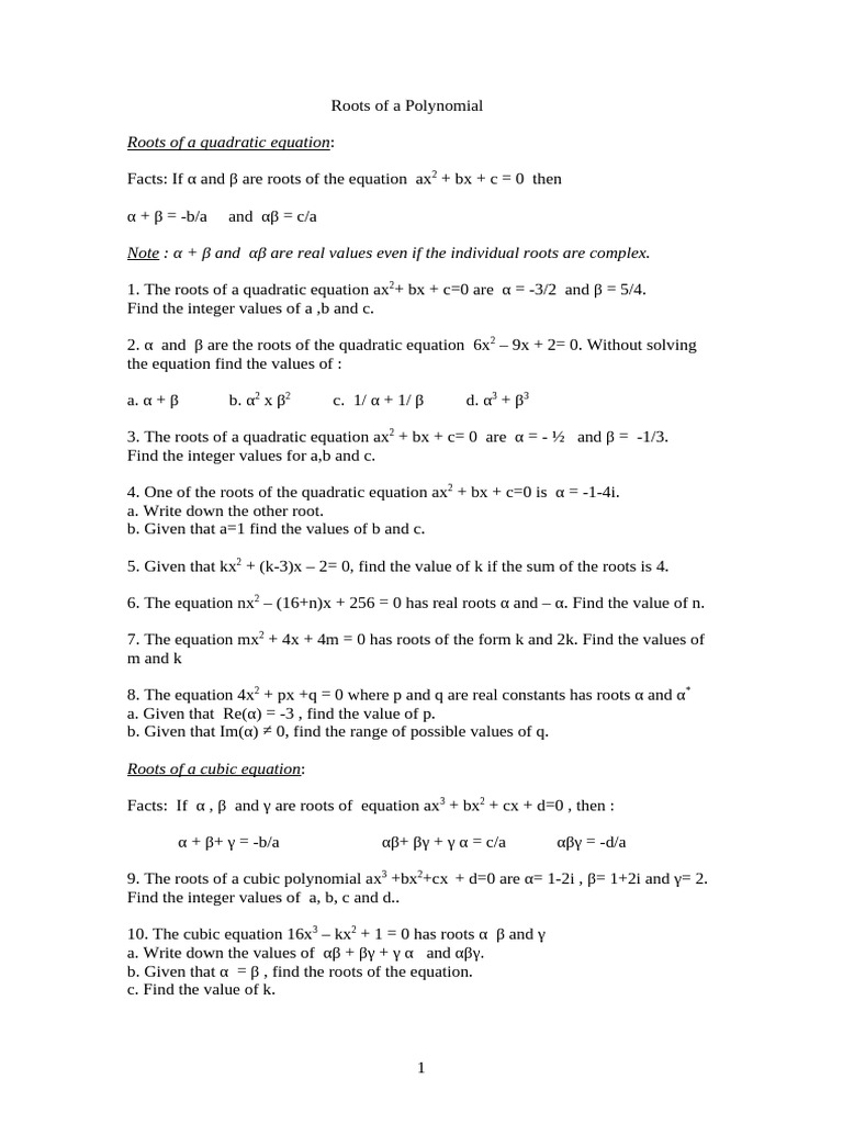 Polynomial Roots and Equations Guide | PDF | Equations | Numerical Analysis