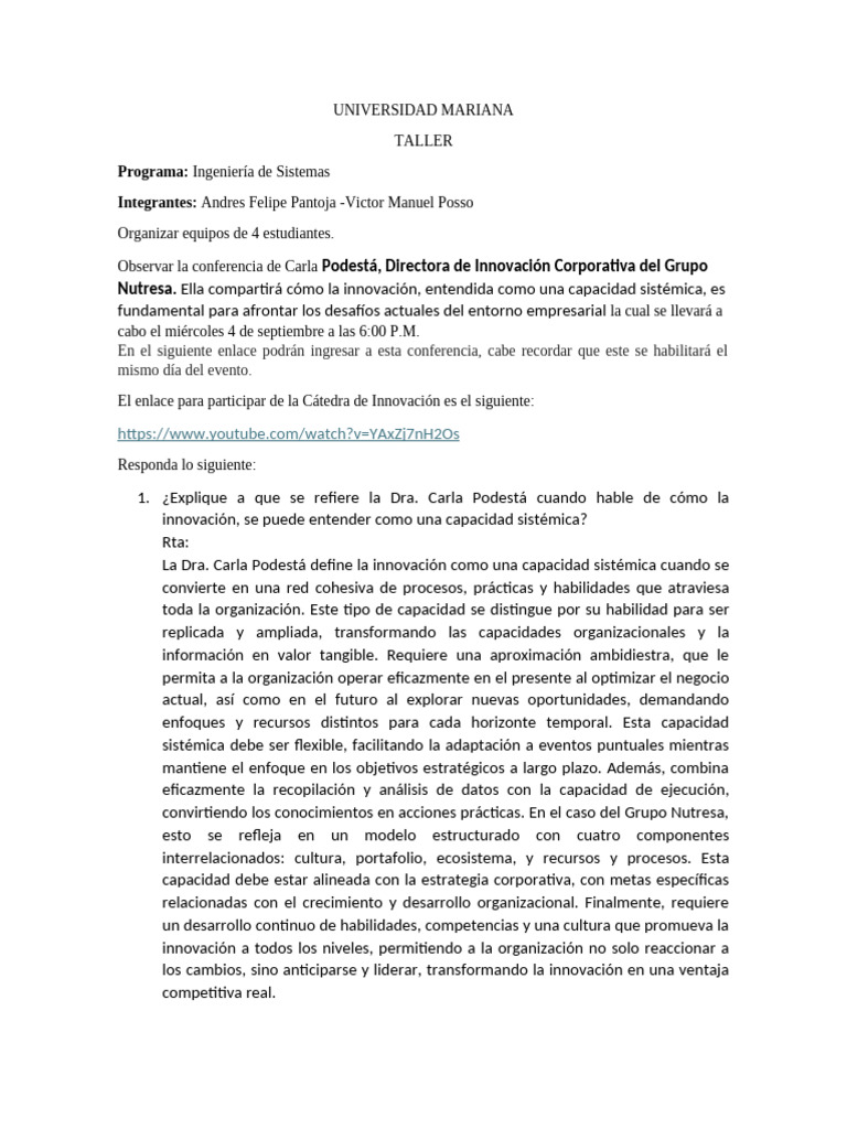 Taller Evento Eafit 4 de Septiembre de 2024 | PDF | Innovación | Business