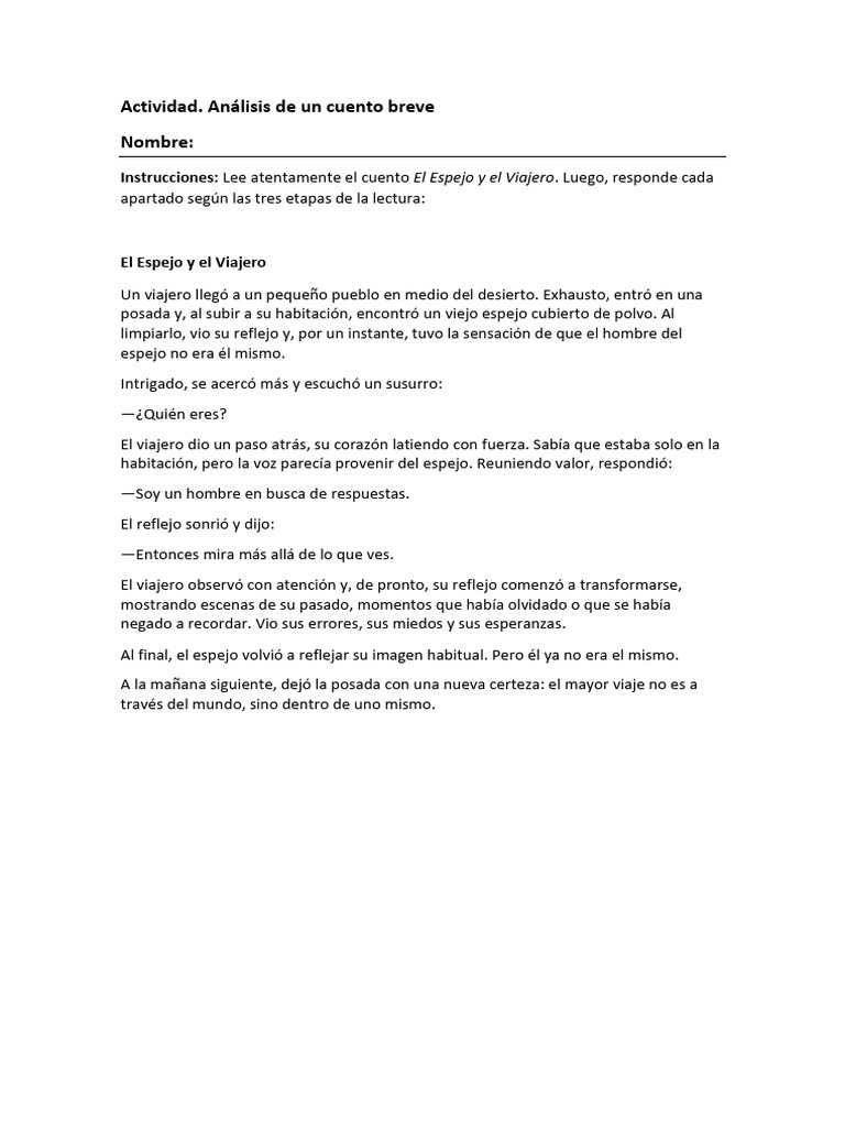 Análisis de Un Cuento - Octavo 4 | PDF