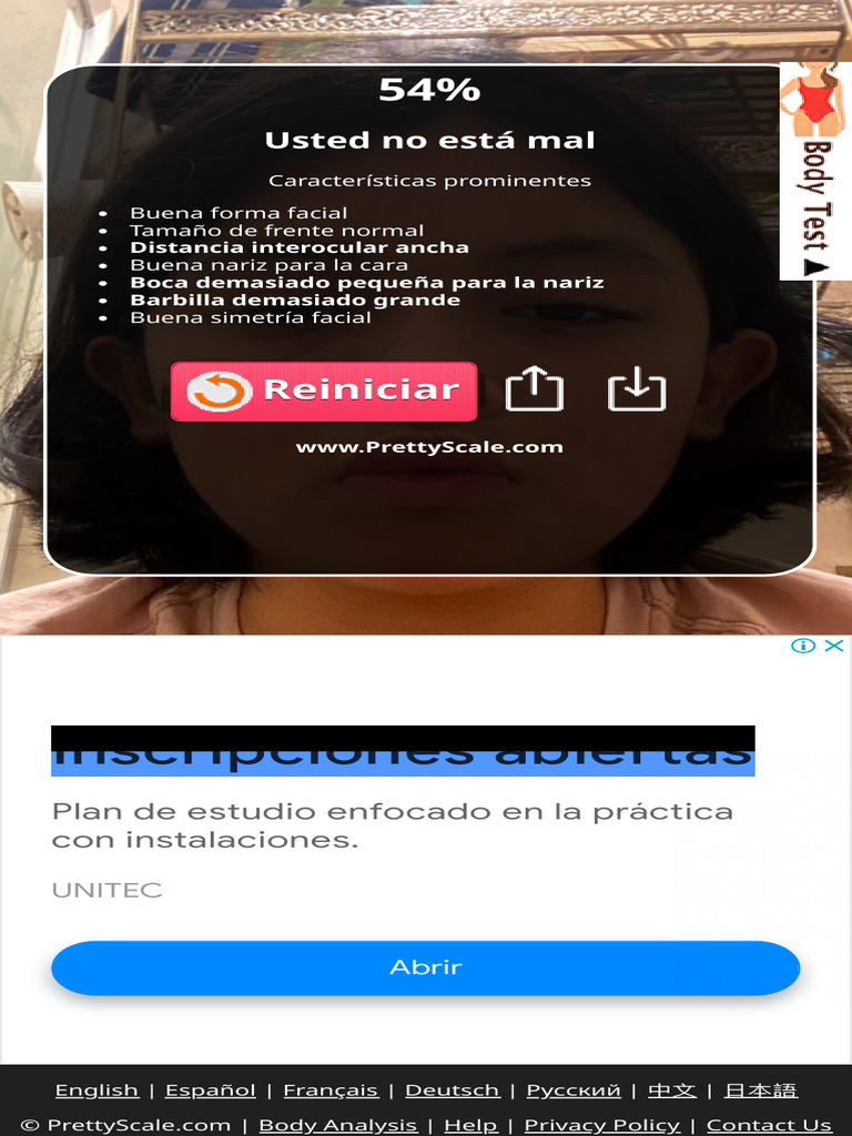 ¿Soy Guapo o Feo Prueba de Análisis de Belleza Facial | PDF