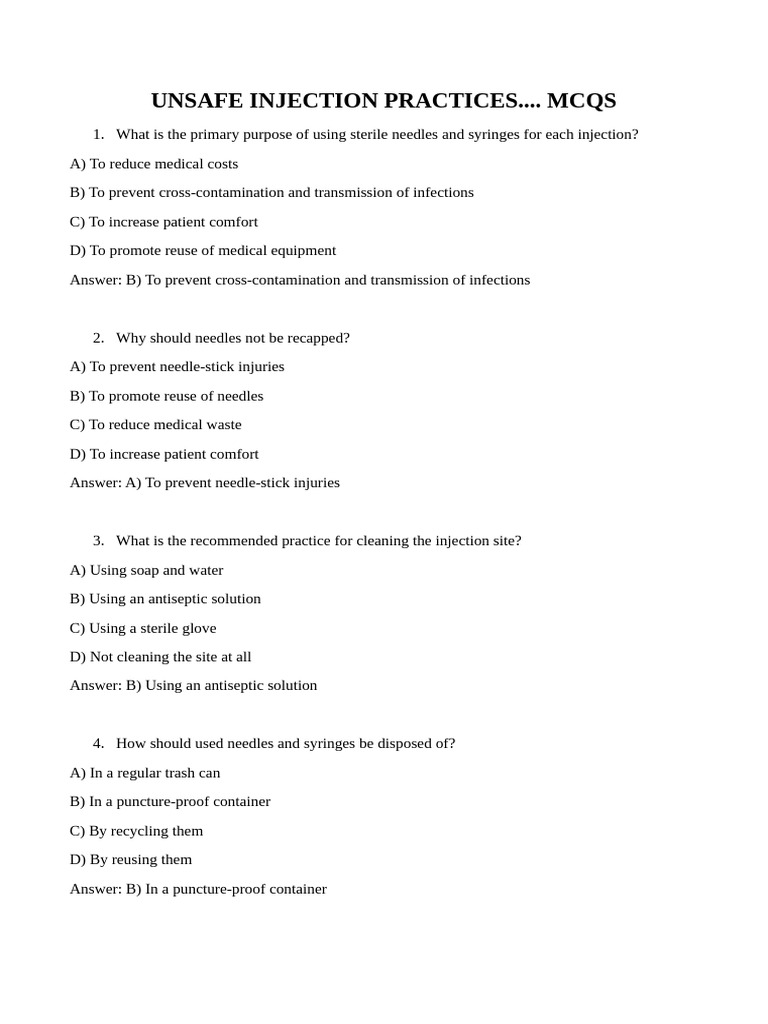Unsafe Injection Practices | PDF | Injection (Medicine) | Medicine