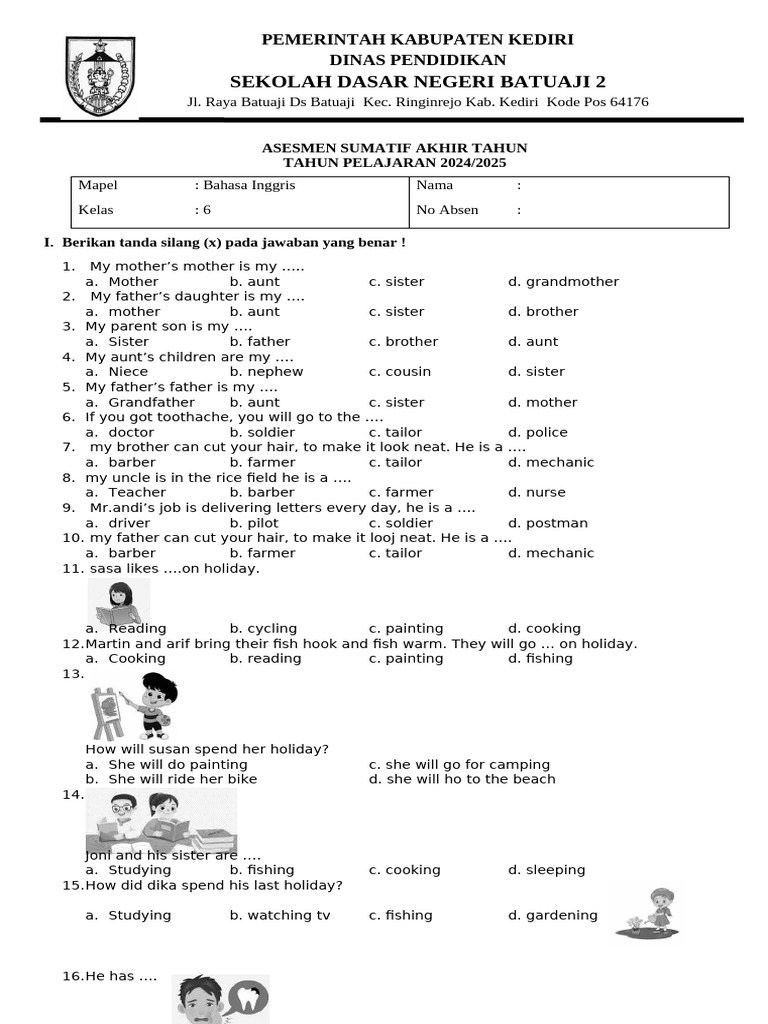 Soal Asat Bahasa Inggris Kelas 6 | PDF