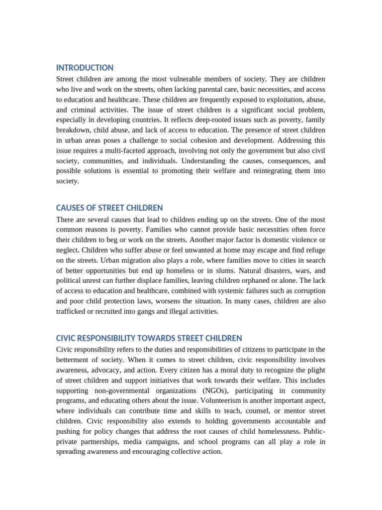 Addressing Street Children Issues | PDF | Child Protection | Civic ...