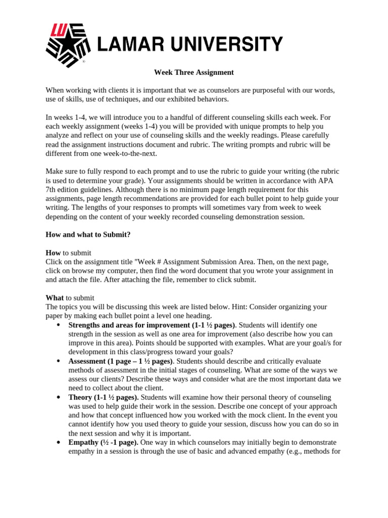 Week 3 Assignment Instructions | PDF | Apa Style | Empathy