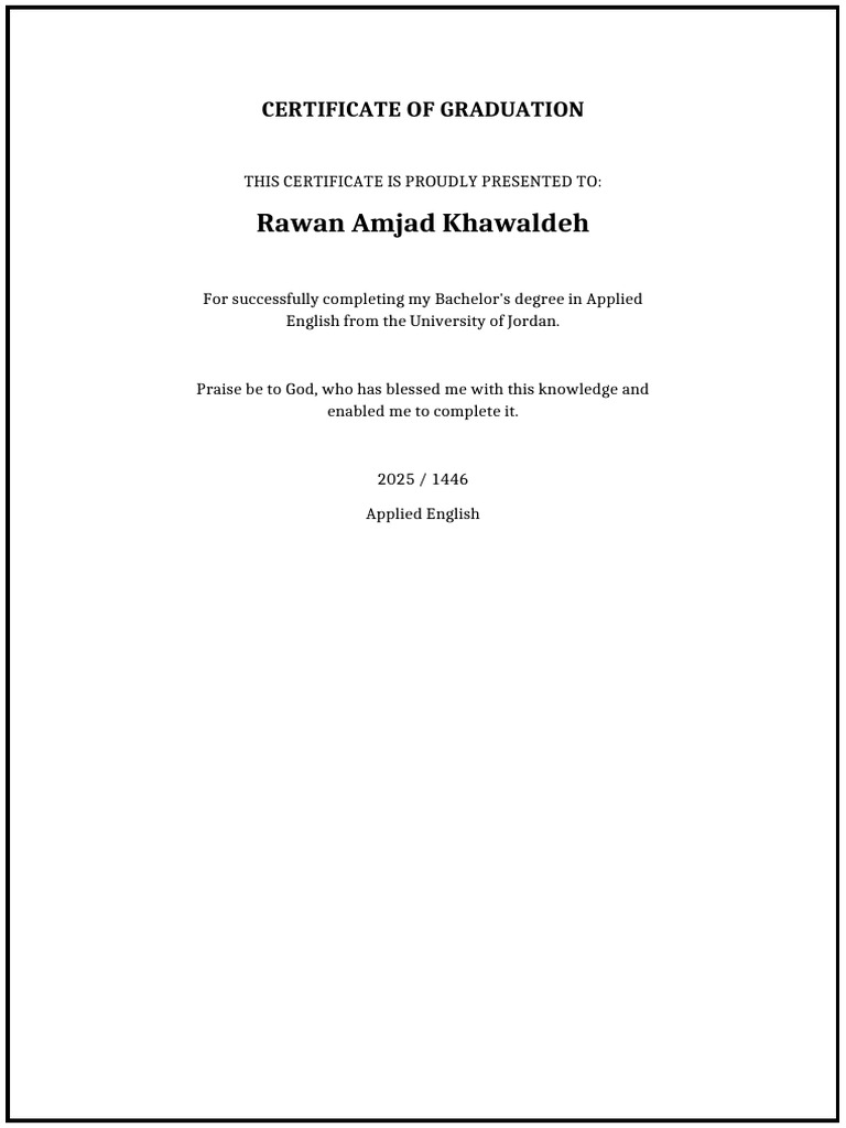 Graduation Certificate Rawan | PDF