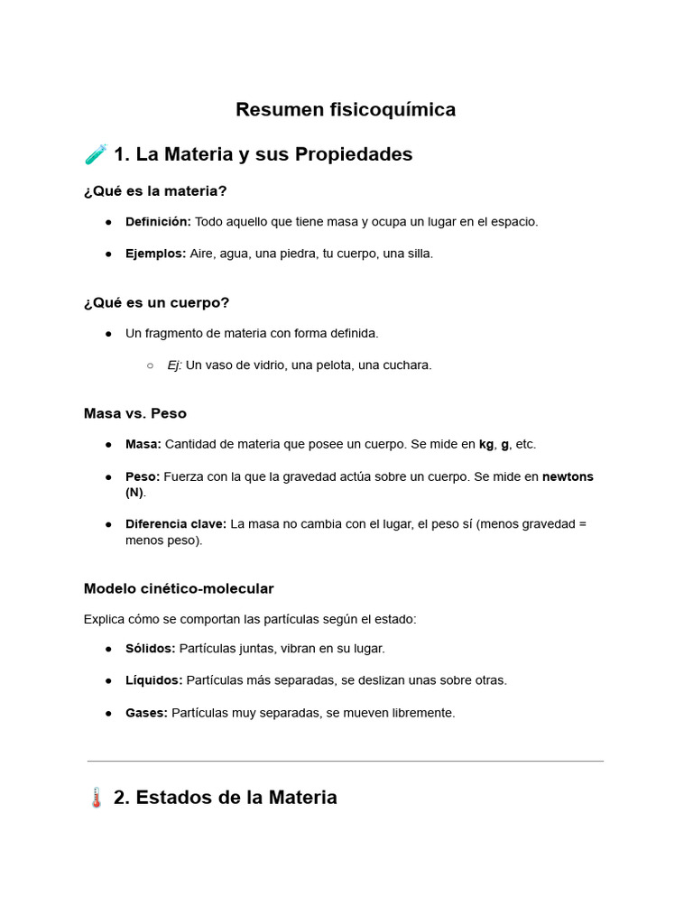 Resumen Fisico Quimica | PDF | Densidad | Concentración