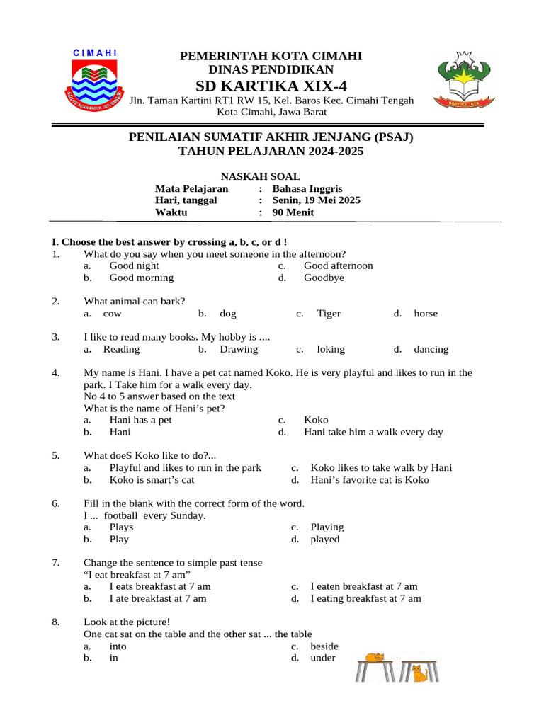 Soal Us Bhs Inggris 2025 Karsil 5 | PDF | Fruit