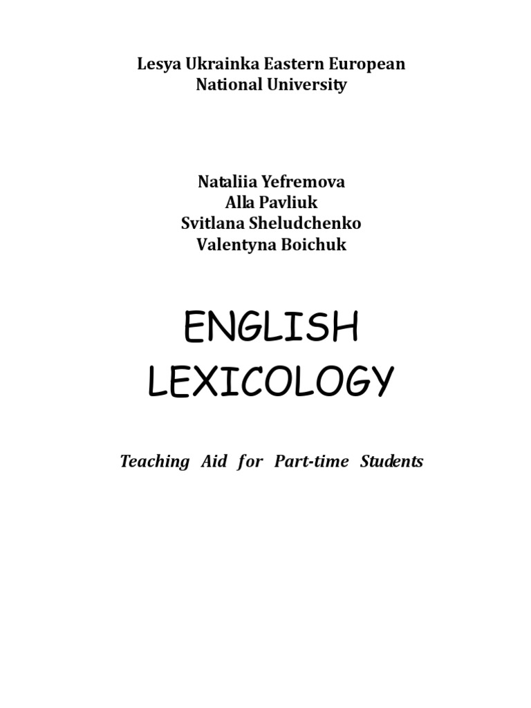 Lexicology For Part-Time Students | PDF | Word | Semantics