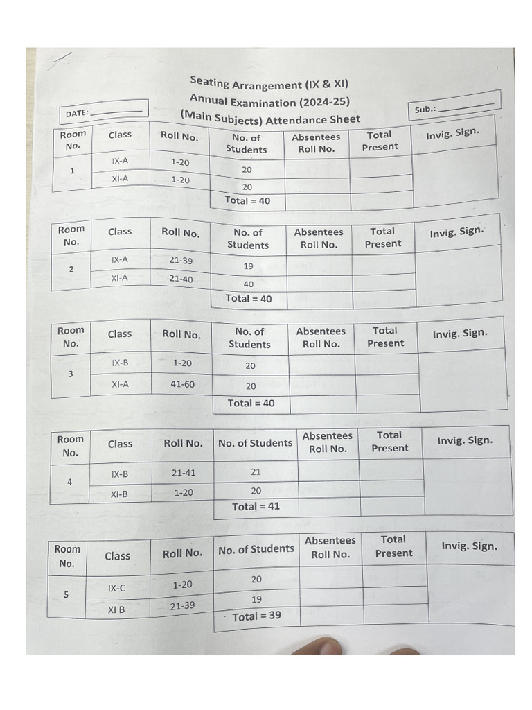 Seating Arrangement IX & XI | PDF