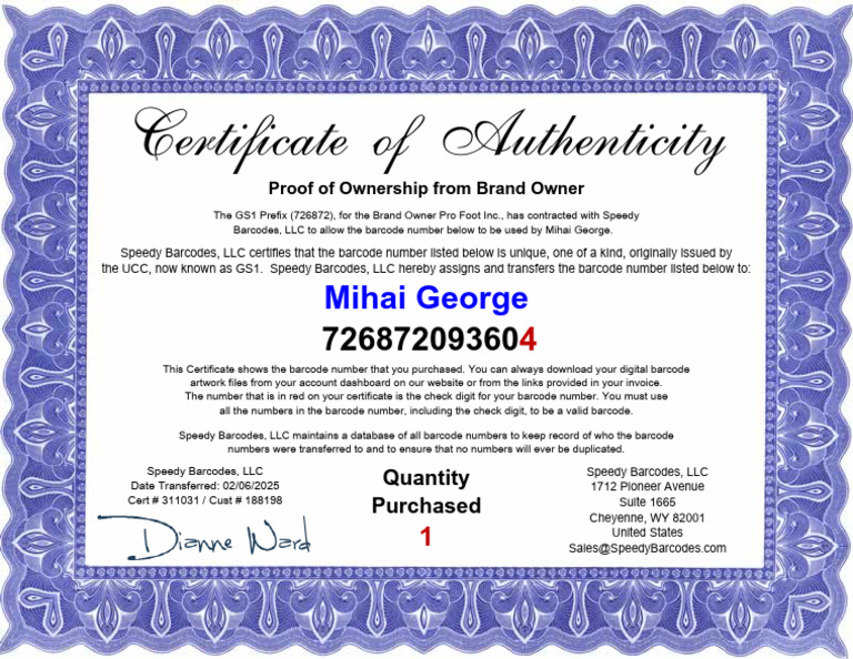 Speedy Certificate 311031 | PDF