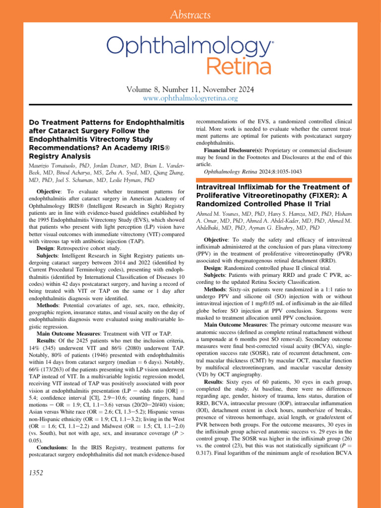 Abstracts Ophtha | PDF | Visual System | Ophthalmology