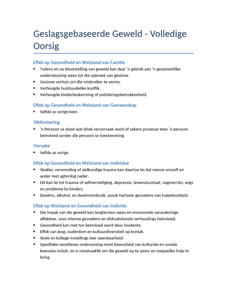 Geslagsgebaseerde Geweld Volledig | PDF