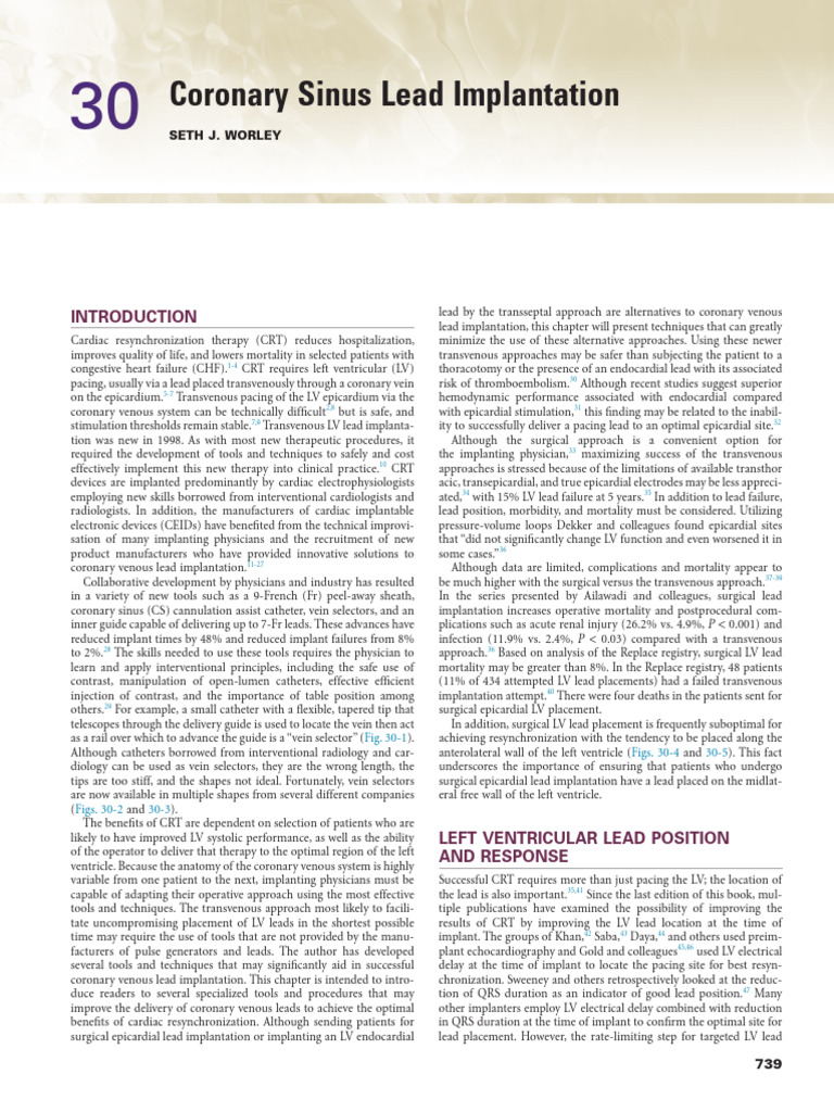 Coronary Sinus Lead Implantation Techniques | PDF | Artificial Cardiac ...