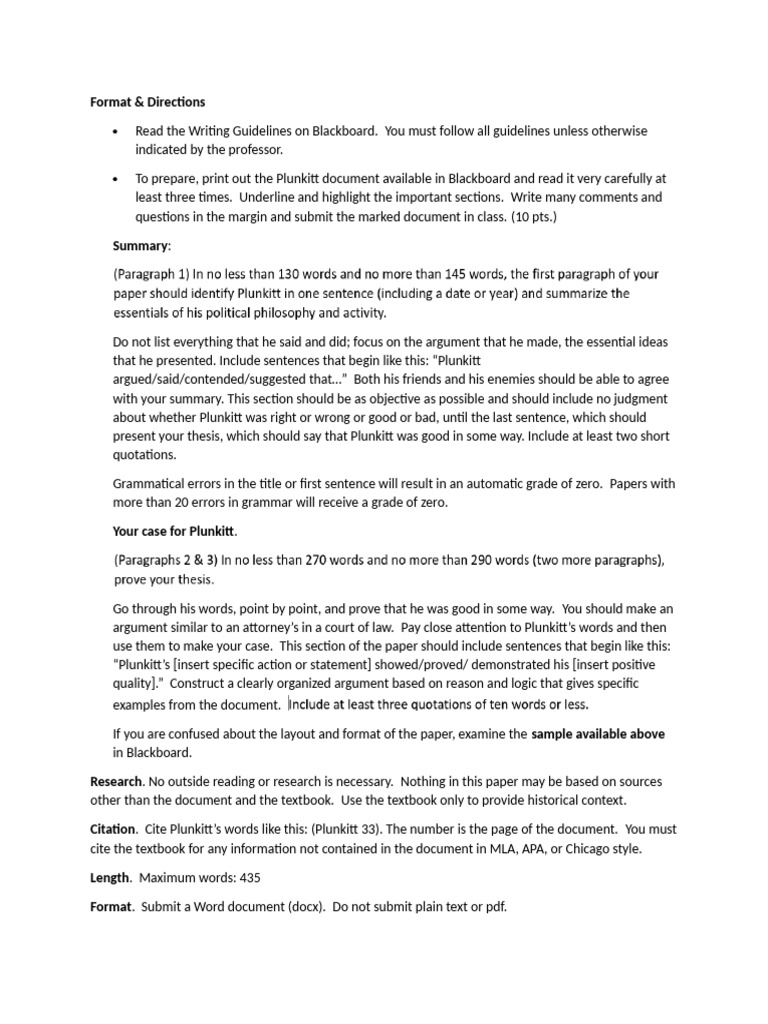 Plunkitt Directions 25jan - Tagged | PDF | Argument | Apa Style