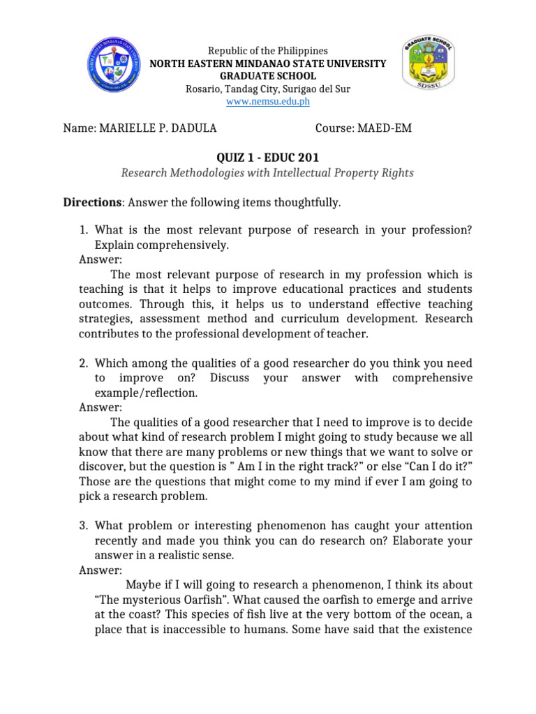 Marielle Dadula - EDUC 201 - A1 | PDF | Cognition | Learning