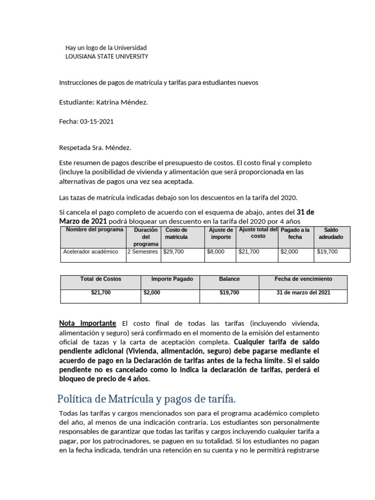 3. LSU Letter English version (TRADUCCIÓN) | PDF