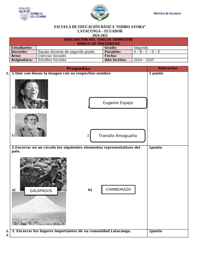Cuestionario de EESS Tercer Trimestre SIN RESPUESTAS | PDF | Ecuador | Rojo