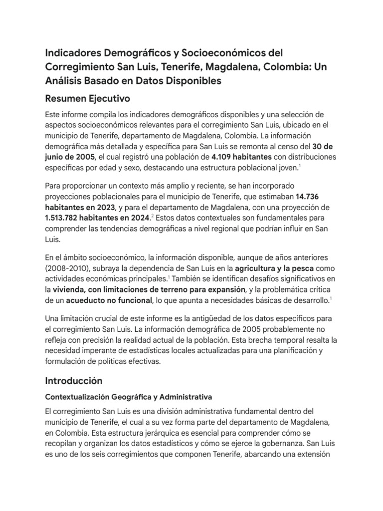 Indicadores Demográficos San Luis, Magdalena | PDF | Migración humana ...