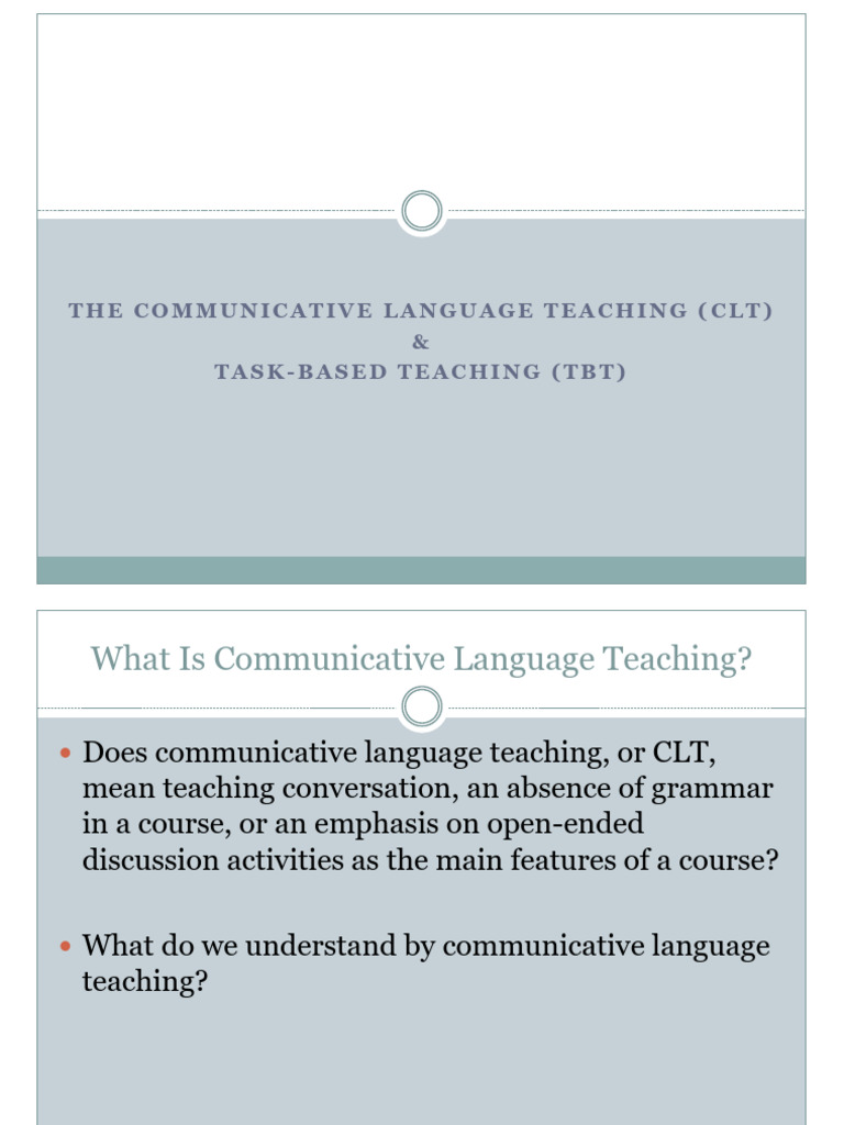 CLT and TBT: Effective Language Teaching | PDF | Language Education ...
