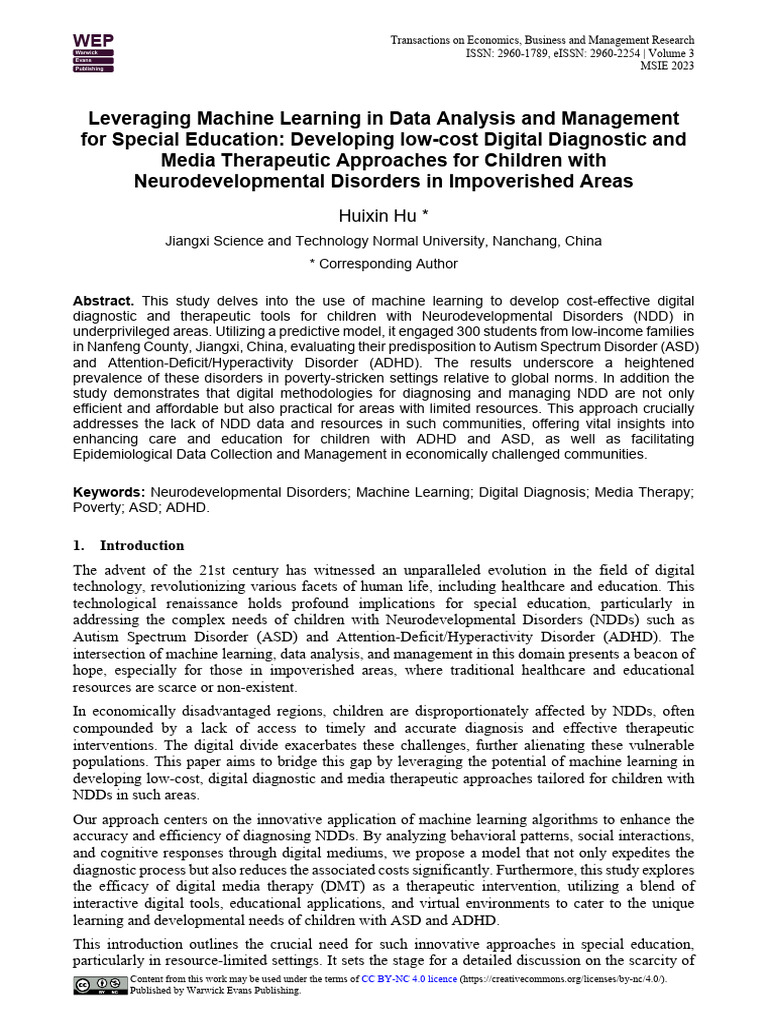 Leveraging Machine Learning in Data Analysis and Management 4hjeiq4tnw | PDF | Autism ...