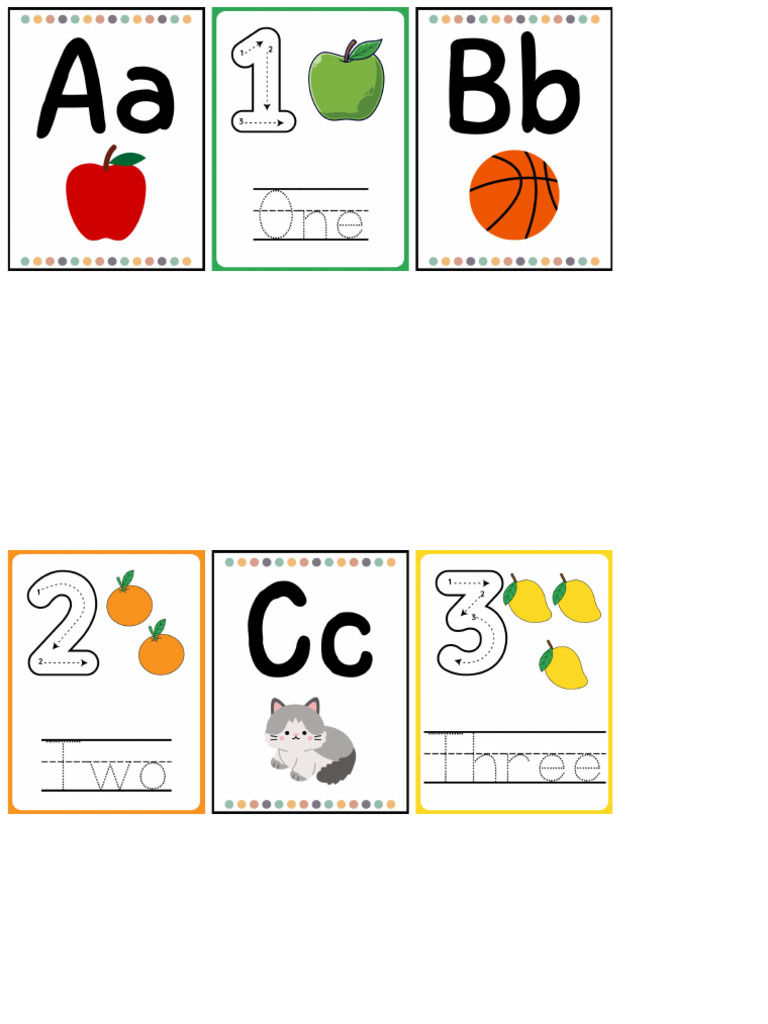 Numbers and Alphabets Card | PDF