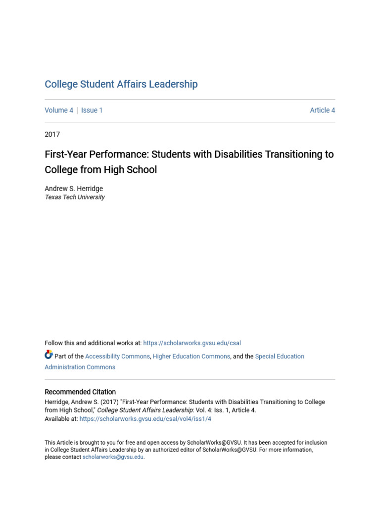 Students With Disabilities Transitioning To College | PDF | Section 504 ...