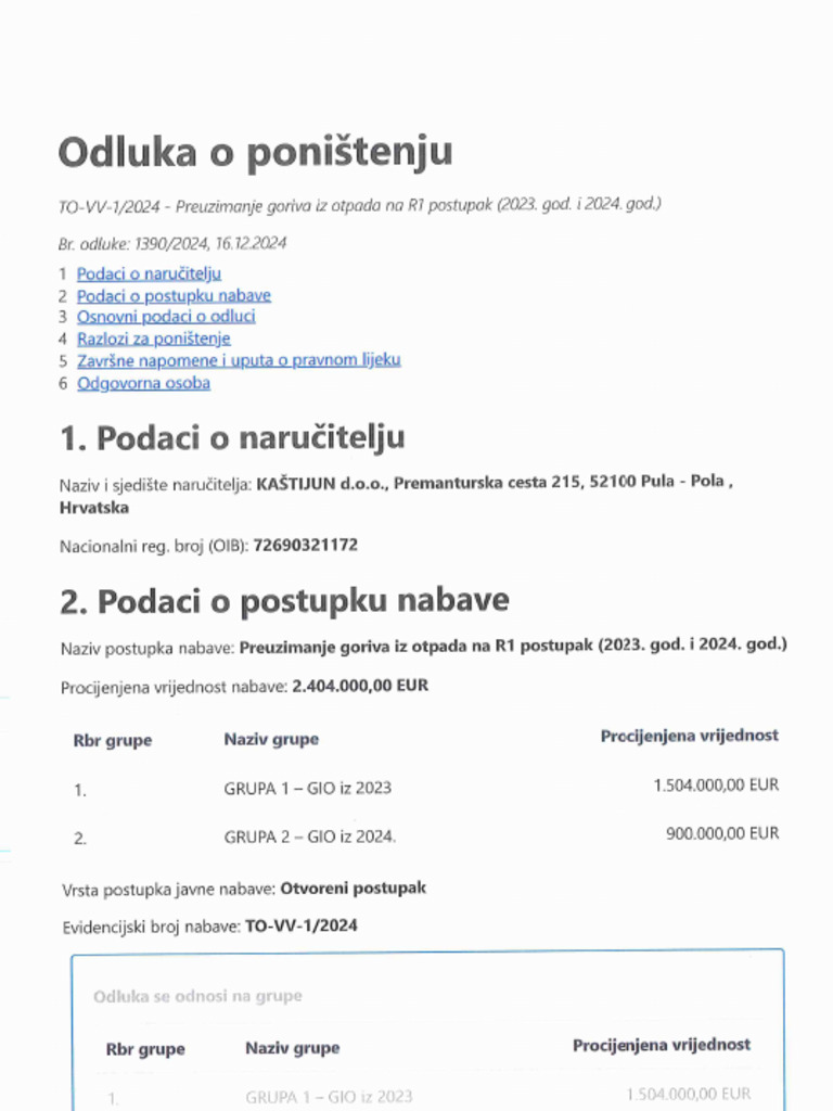 Odluka o Poništenju | PDF