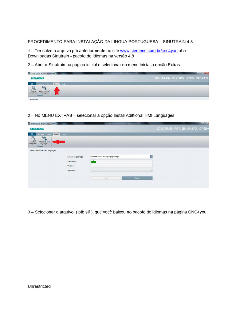 Como Ativar Linguagem Portugues Sinutrain 4.8 | PDF