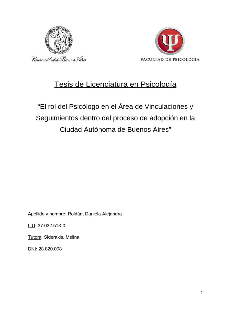 Tesis Daniela Roldán | PDF | Sicología | Adopción