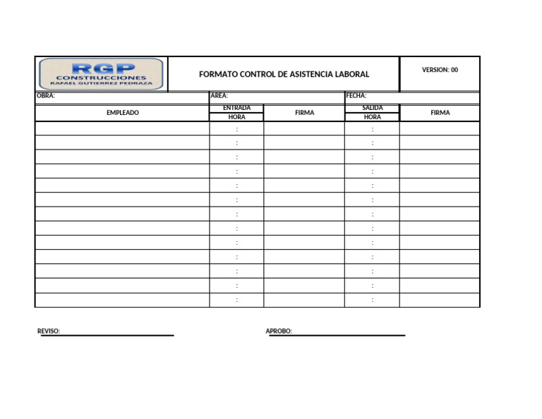 Formato Control de Asistencia Laboral | PDF