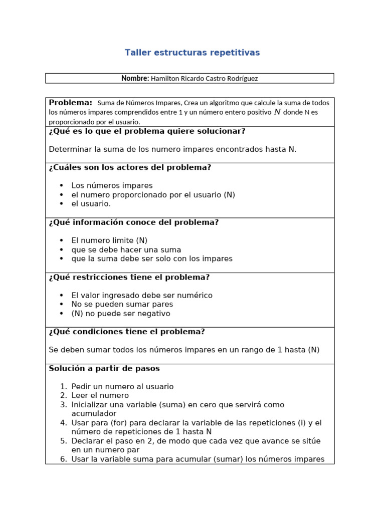 Taller Estructuras Repetitivas | PDF | Algoritmos | Programación de computadoras