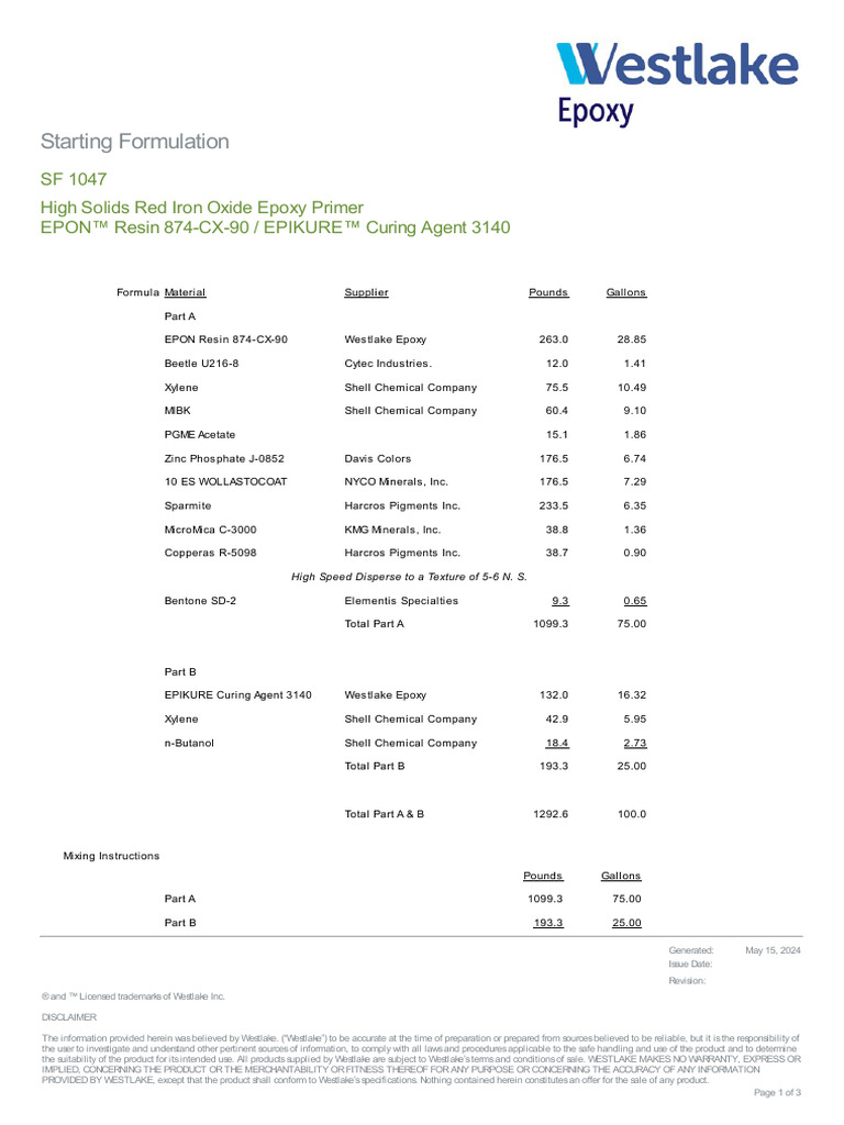 High Solids Red Iron Oxide Epoxy Primer1 | PDF | Epoxy | Materials