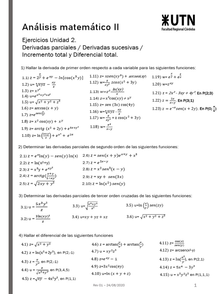 AMII E2 Derivada+Diferencial UTN FRC Rev01 24082020 | PDF | Volumen ...