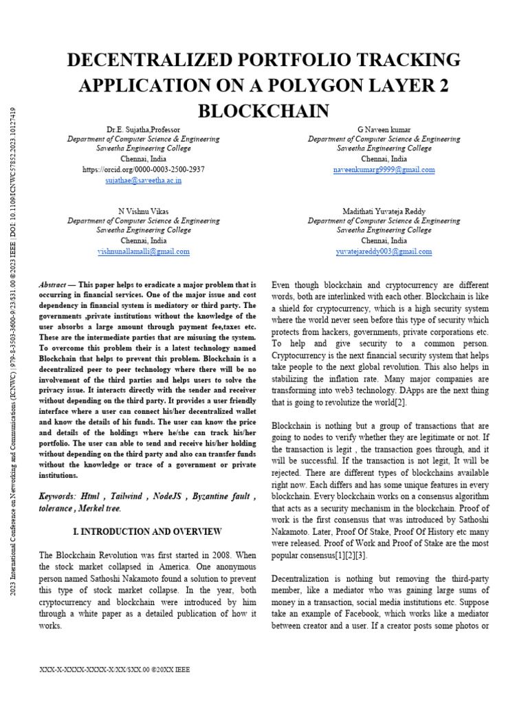 Decentralized Portfolio Tracking Application On A Polygon Layer 2 ...