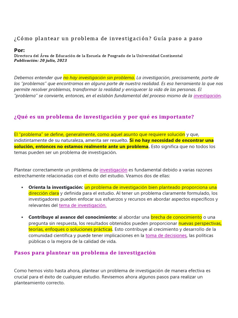 Cómo Plantear Un Problema de Investigación | PDF | Conocimiento | Cognición