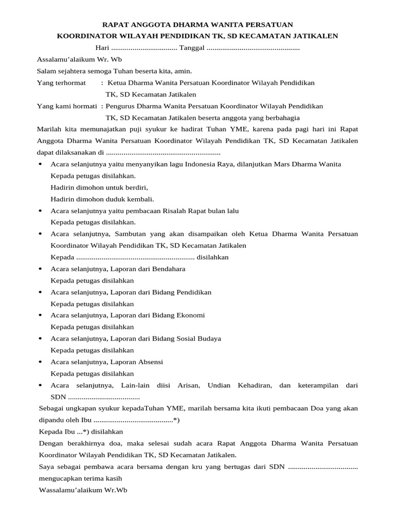 Susunan Acara DWP | PDF