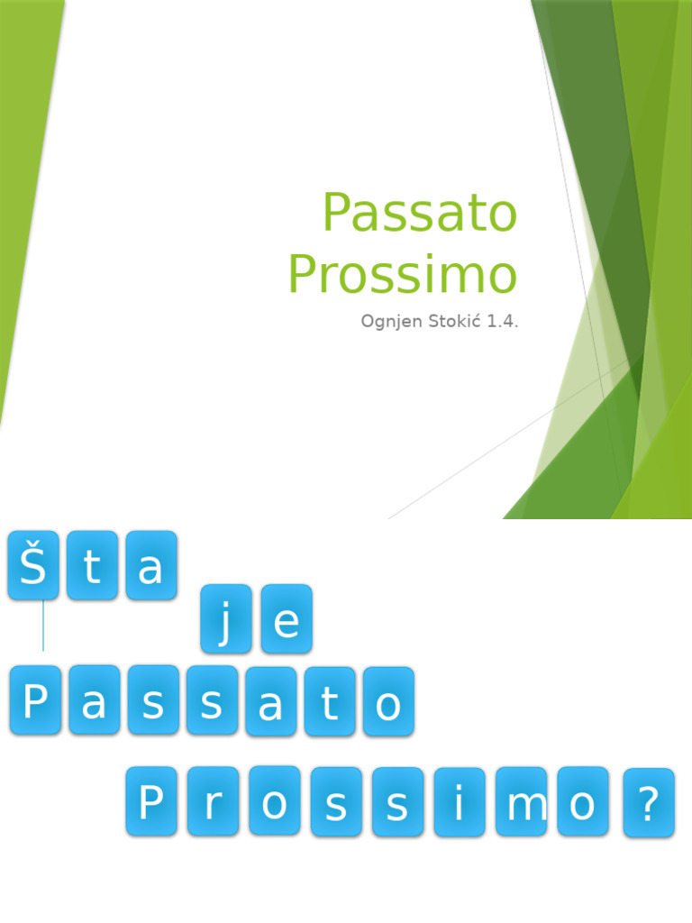 Passato Prossimo Prezentacija | PDF
