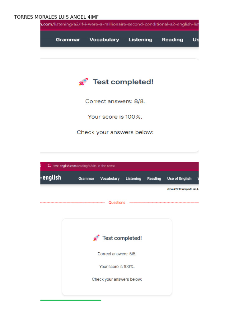 Examenes de Ingles LTM | PDF