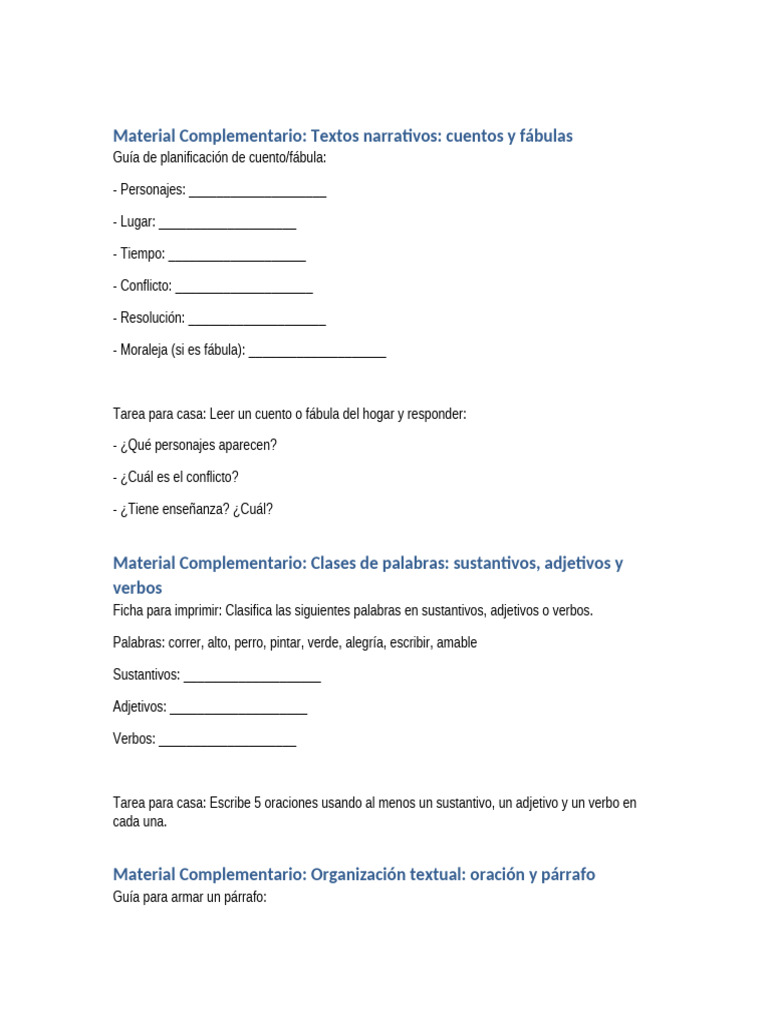 Materiales Complementarios Cuarto Grado | PDF