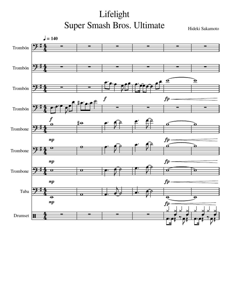 Super Smash Bros. Ultimate - Lifelight - Trombone Octet-Partitura - y ...