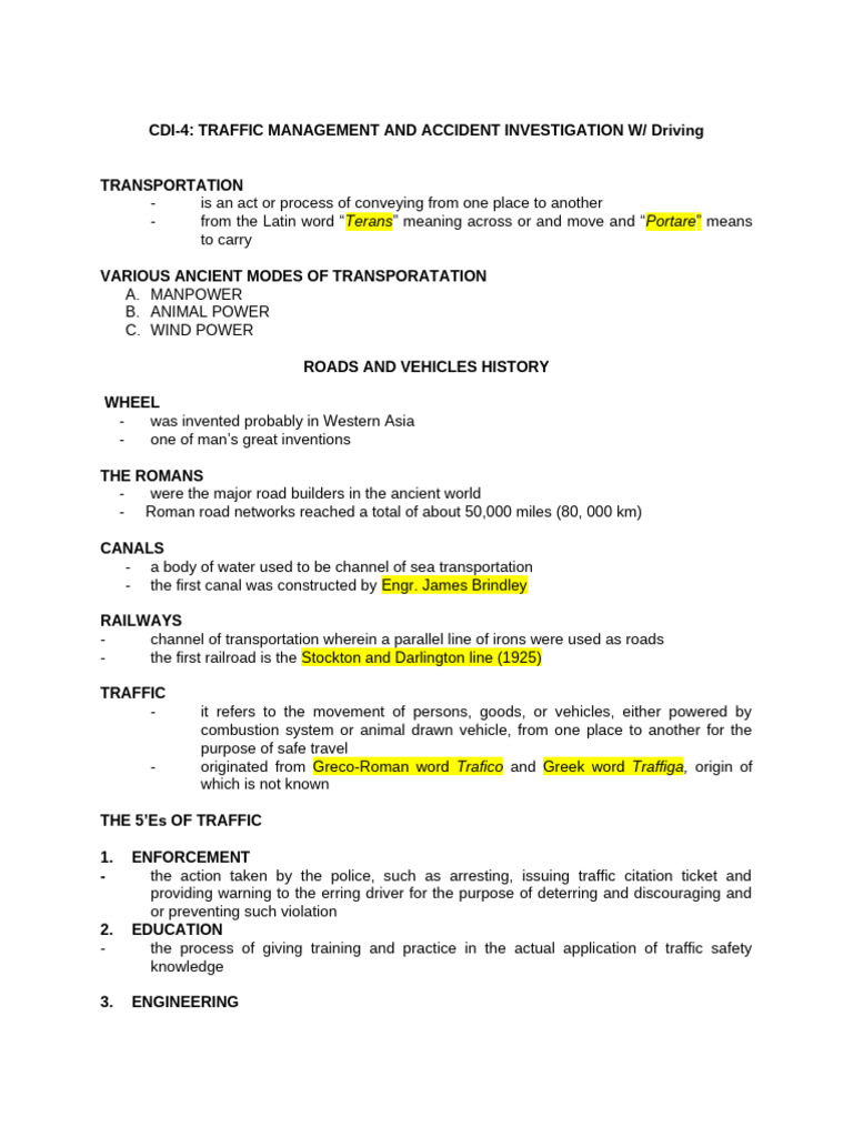 Traffic Management and Accident Investigation | PDF | Traffic | Traffic ...