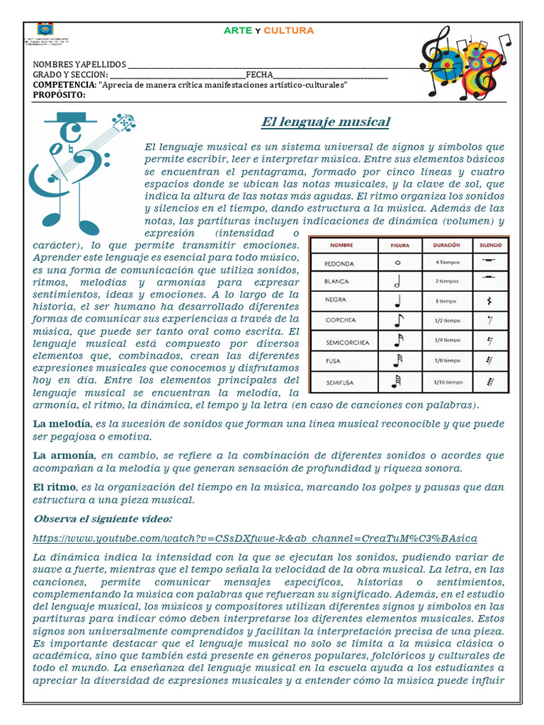 Interpretación del Lenguaje Musical | PDF | Ritmo | Melodía