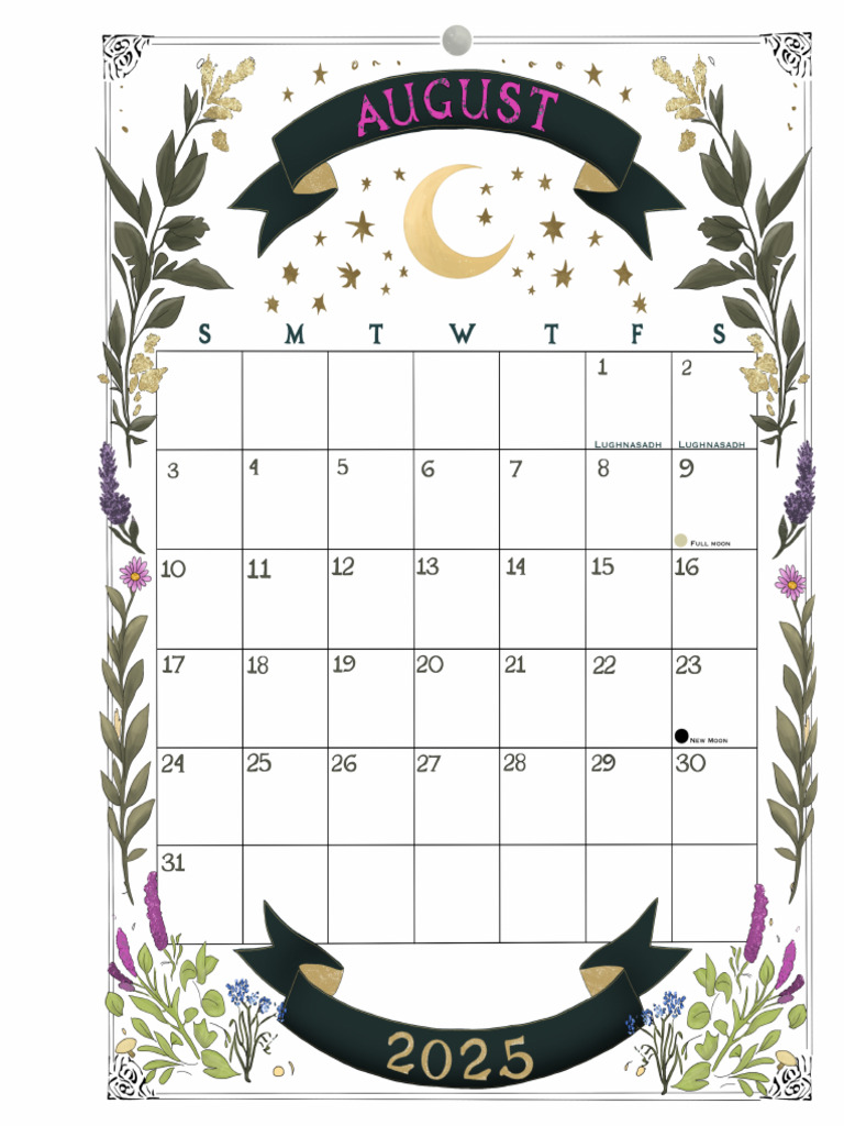 August Calendar 7x9 | PDF